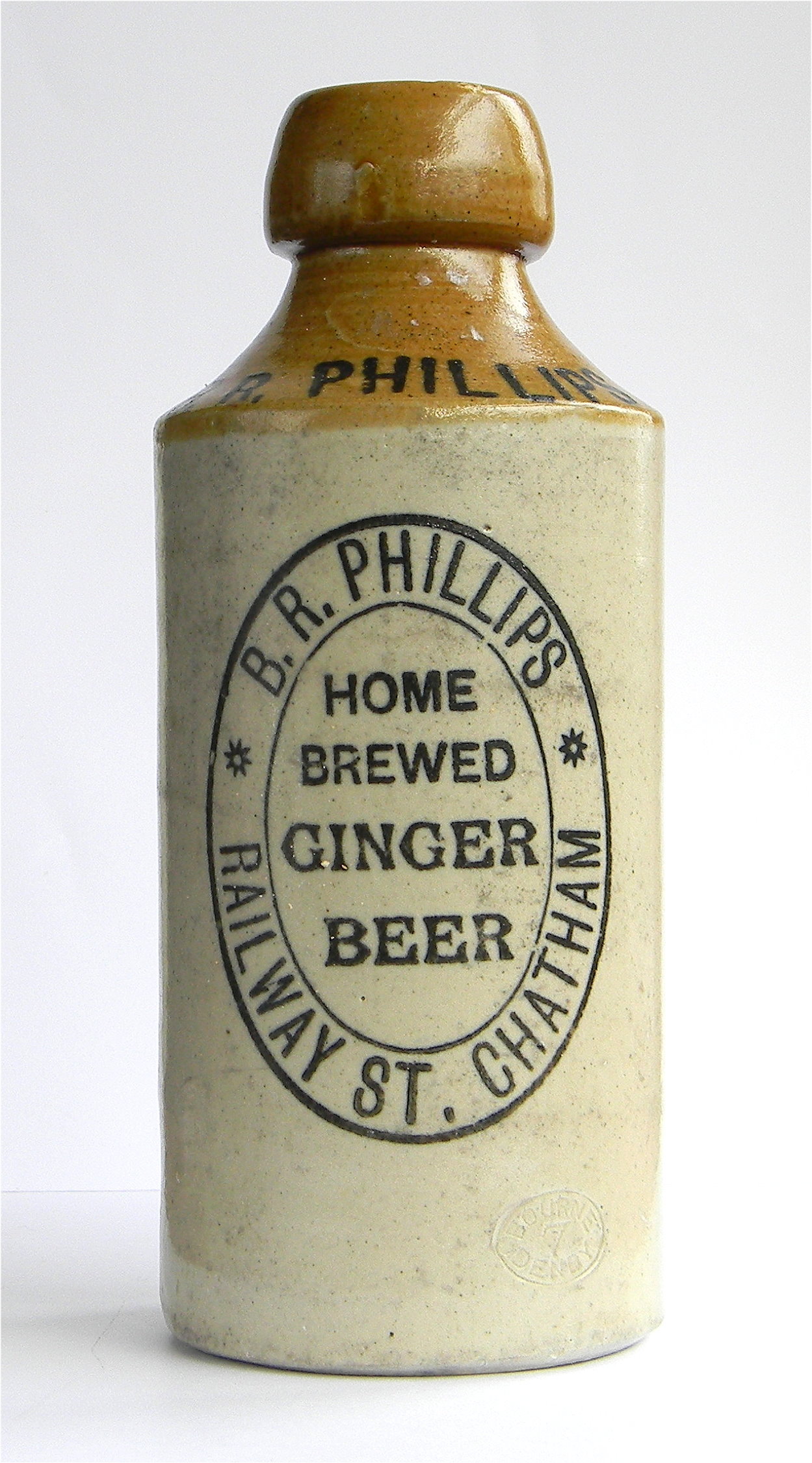 Label: B.R.PHILLIPS RAILWAY STREET. CHATHAM HOME BREWED GINGER BEER